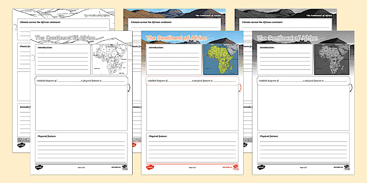 The Continent of Africa Non-Chronological Report Template