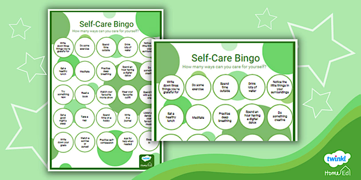 Home Education Self Care Bingo
