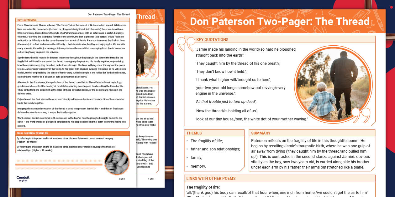 Don Paterson Two-Pager: The Thread (teacher made) - Twinkl