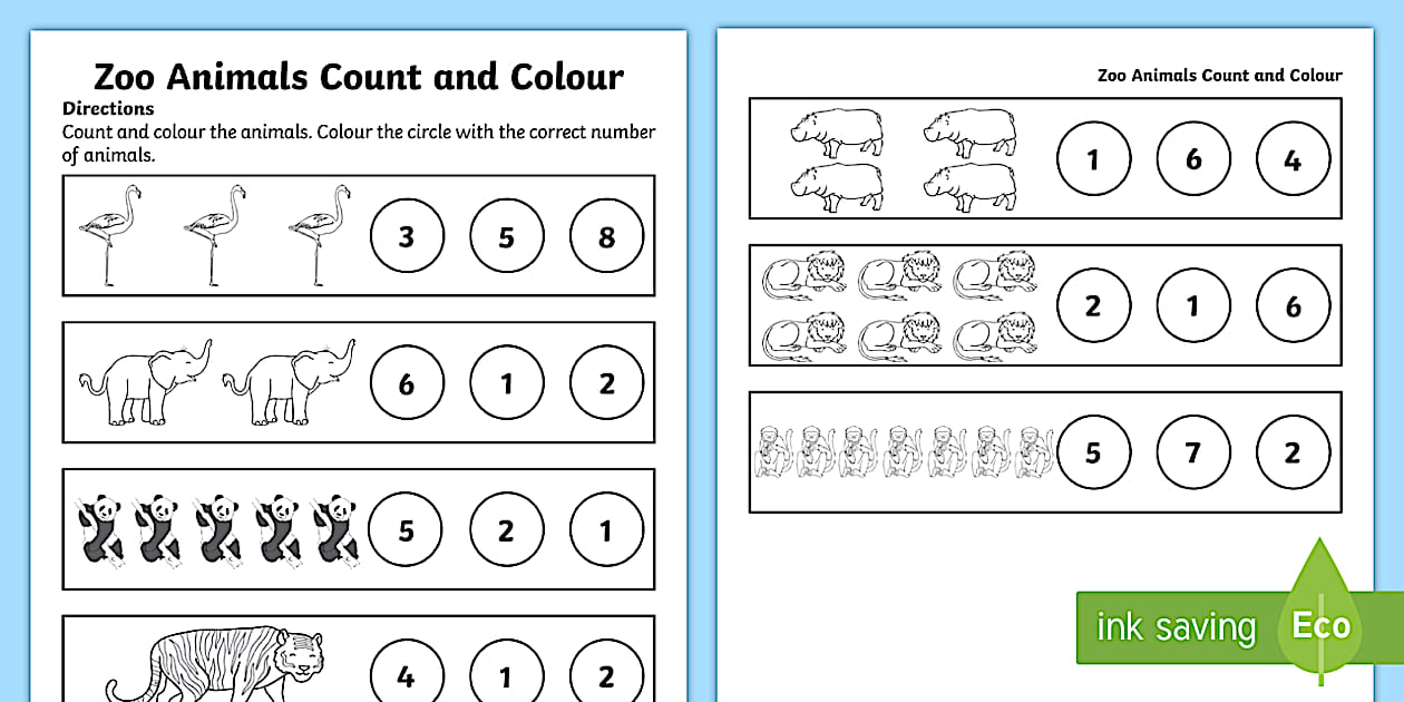Zoo Animals Counting Worksheet / Worksheet (teacher made)