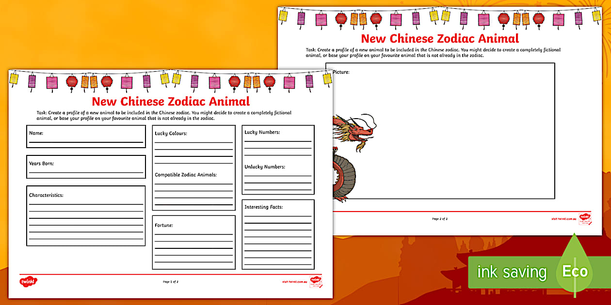 NSW Chinese New Year Design an Animal Worksheet - Twinkl