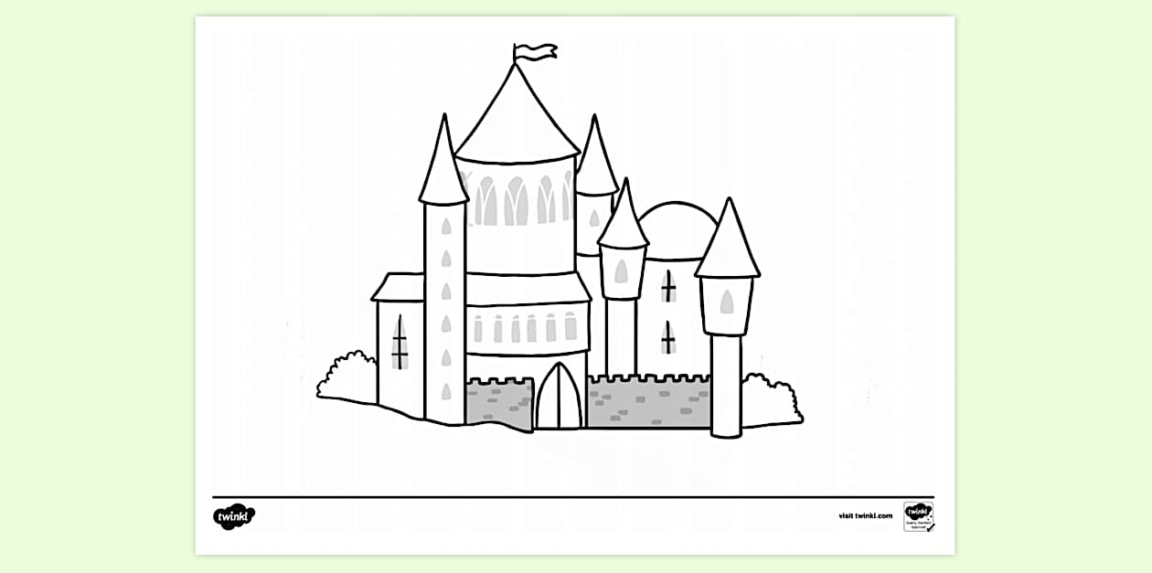 Colouring Castle for Kids Activity (teacher made) - Twinkl