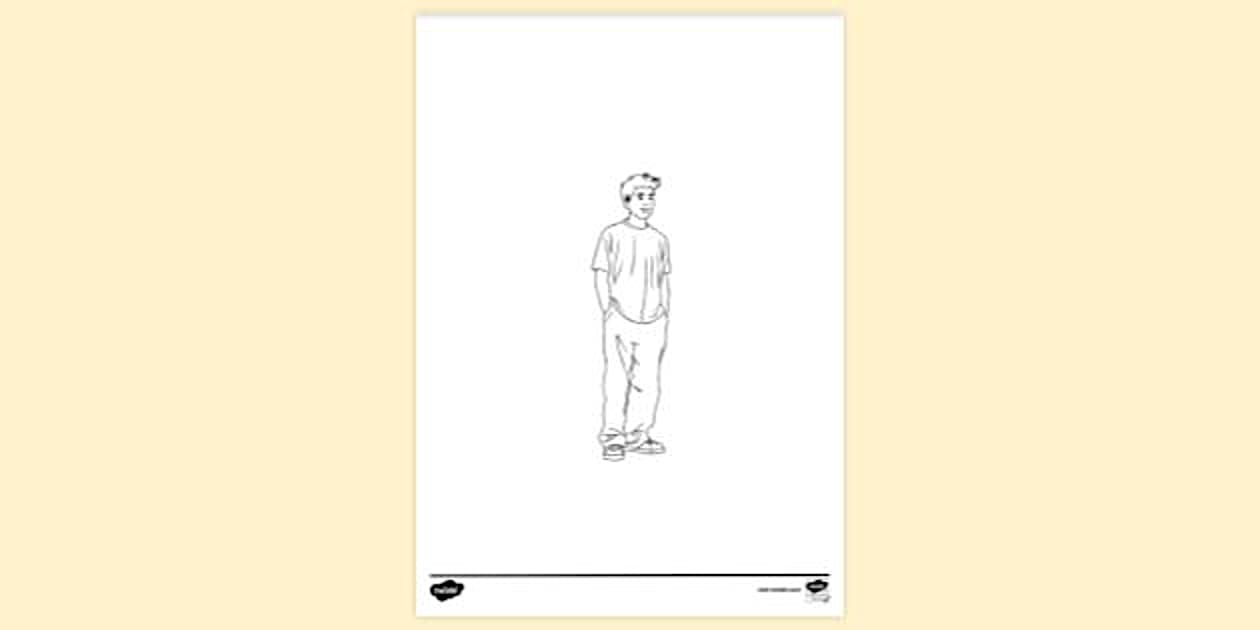 Boy Stood Up Colouring Sheet | Colouring | Twinkl Resources