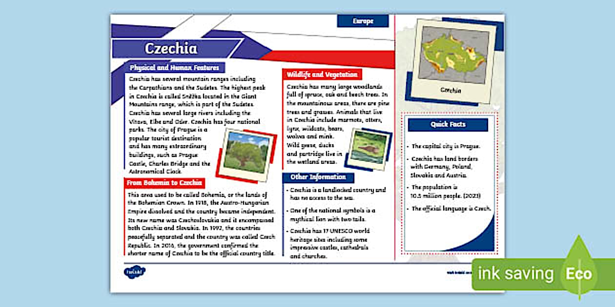 Czechia Fact File - KS2 - Geography - Europe