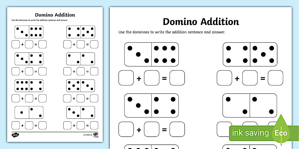 Editable Domino Addition Activity Sheet - Twinkl