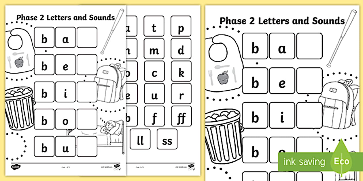 CVC b Word Activity Including Phase 2 Letters and Sounds - phases