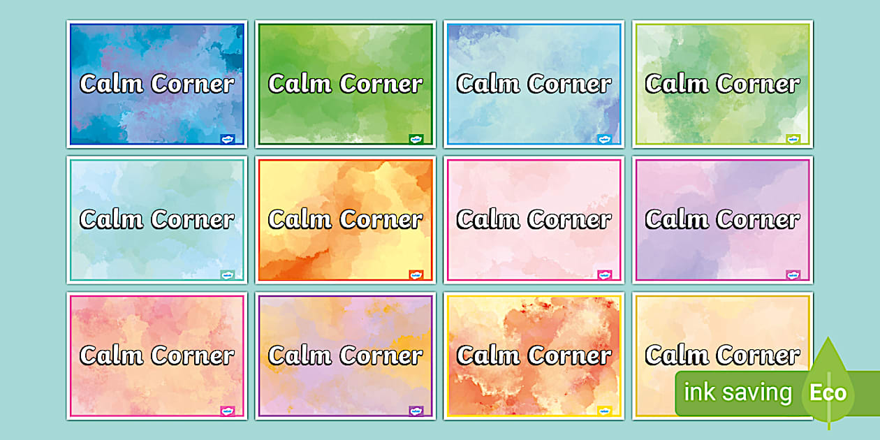 Watercolour Calm Corner Display Poster Pack
