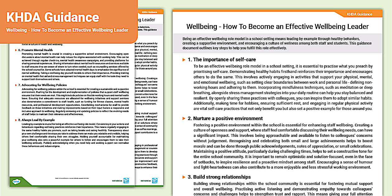 KHDA Guidance - Wellbeing - How To Become an Effective Wellbeing Leader
