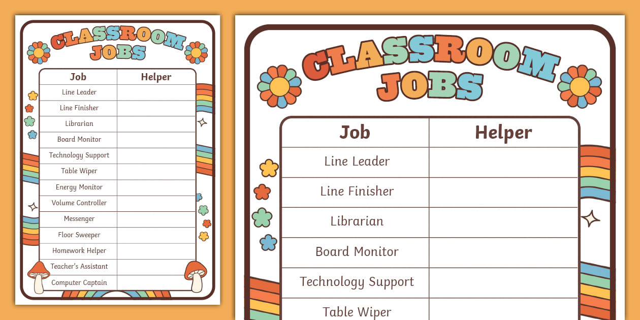 Retro-Themed Classroom Jobs Display Poster - Twinkl