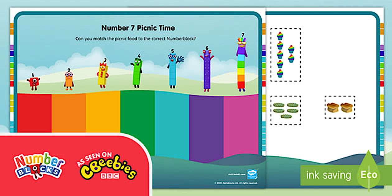 👉 Numberblocks: Number Seven Picnic Time Worksheet
