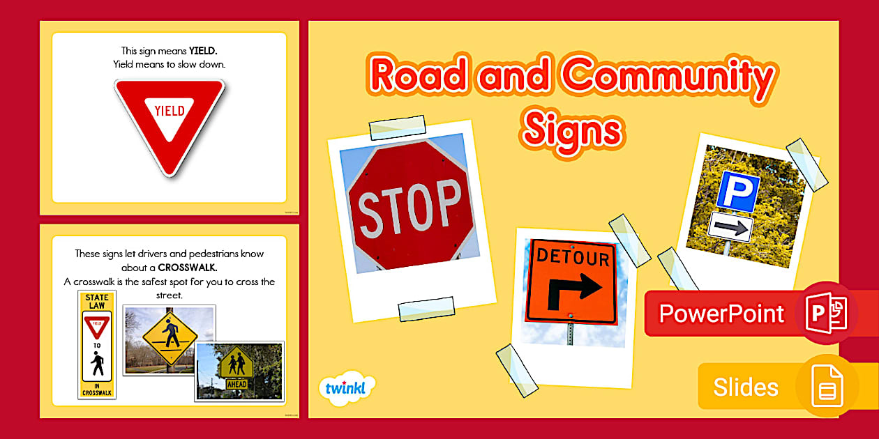 Road and Community Signs PowerPoint & Google Slides for K-2