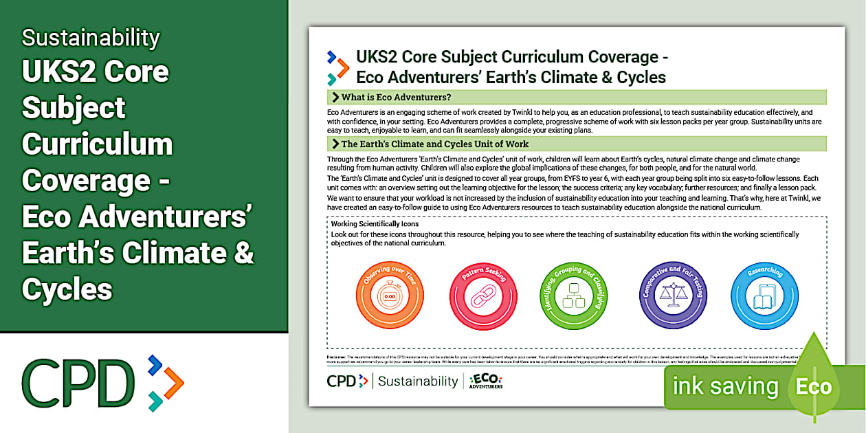 UKS2 Core Subject Curriculum Coverage - Eco Adventurers' Earth’s Climate
