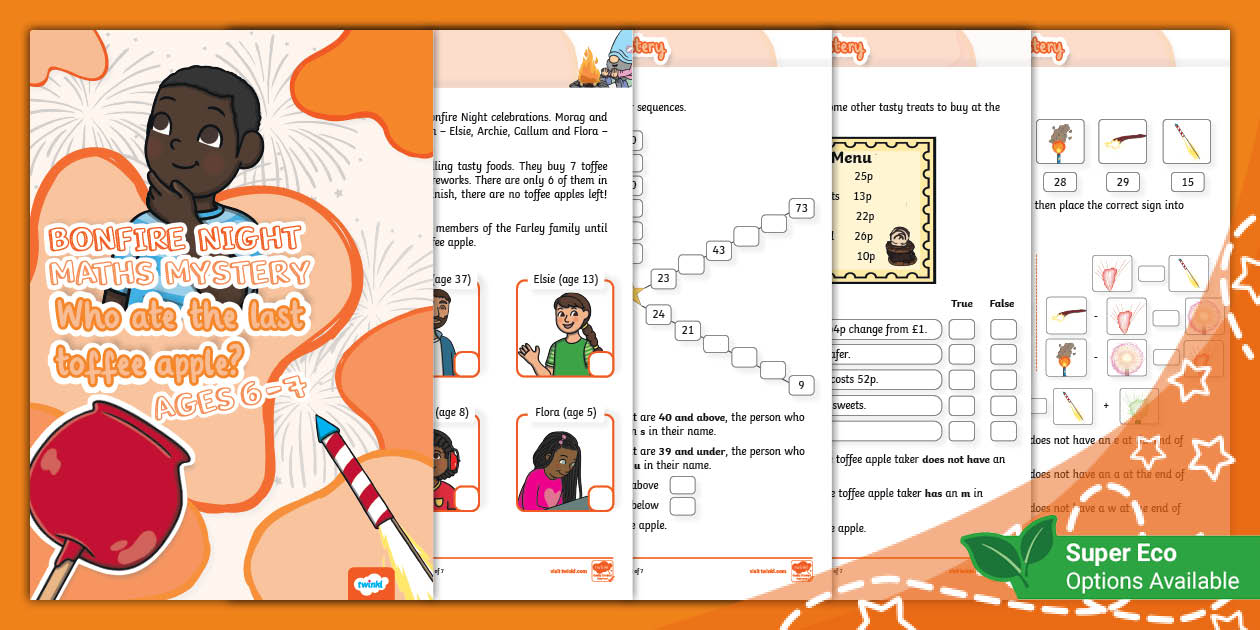 Bonfire Night-Themed Maths Mystery (Ages 6 - 7) - Twinkl