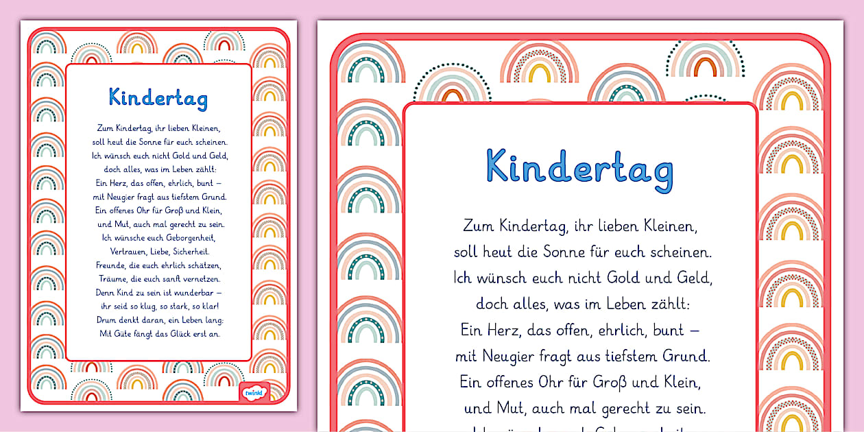 Kindertag Gedicht (Hecho por educadores) - Twinkl