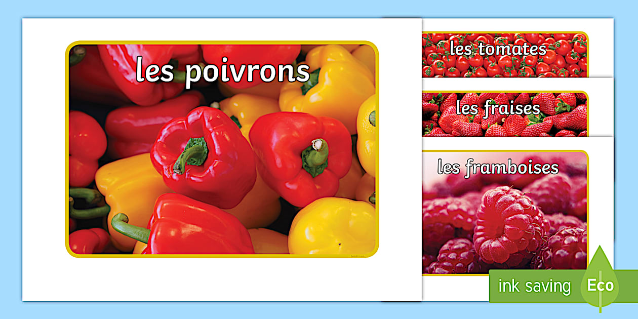 Photos d'affichage : Les fruits et légumes - Twinkl