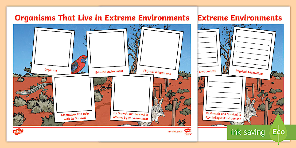 Extreme Environments Organisms Adaptations Writing Frames