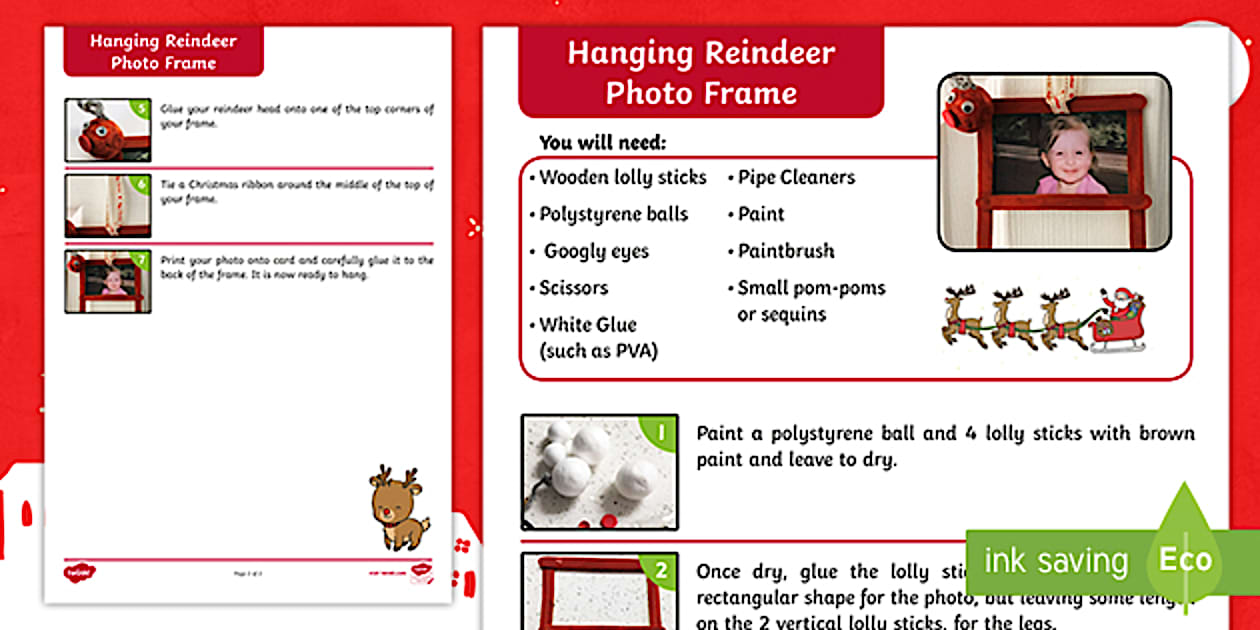 Hanging Reindeer Christmas Photo Frame | KS2 Holiday Craft