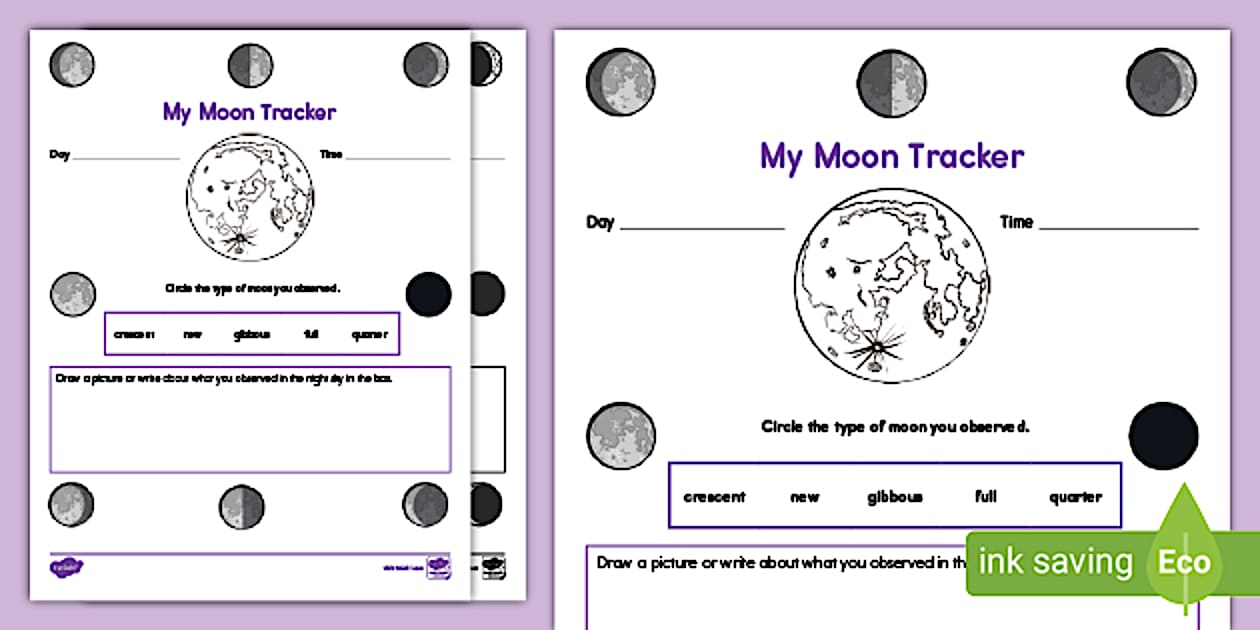 My Moon Tracker Worksheet for K-2nd Grade (teacher made)