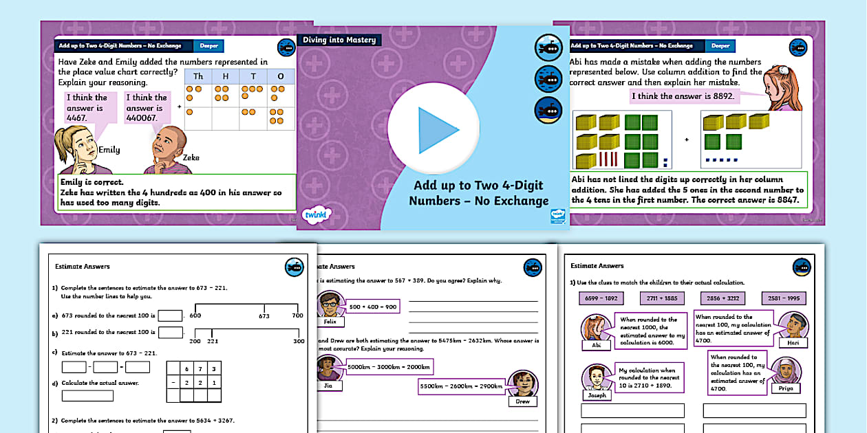 👉 White Rose Supporting Y4 Add Two 4-Digit Numbers No Exchange
