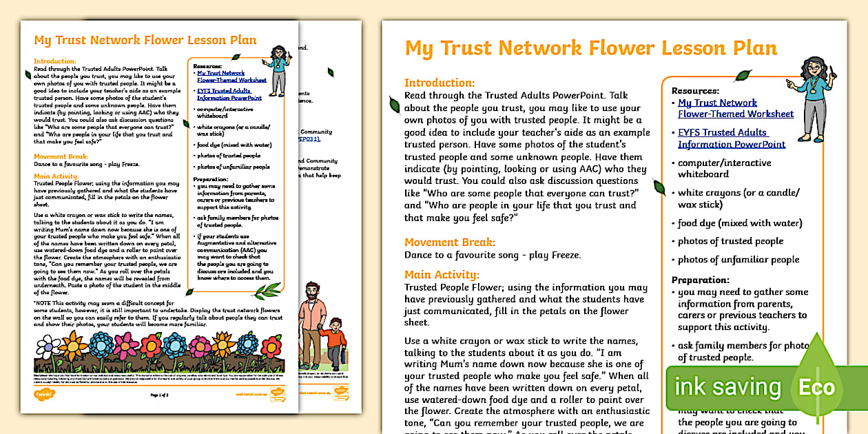 My Trust Network Lesson Plan for Pre-Foundation - Twinkl