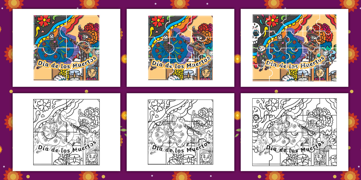 Guía de Trabajo: Puzzle - Día de los Muertos - Twinkl
