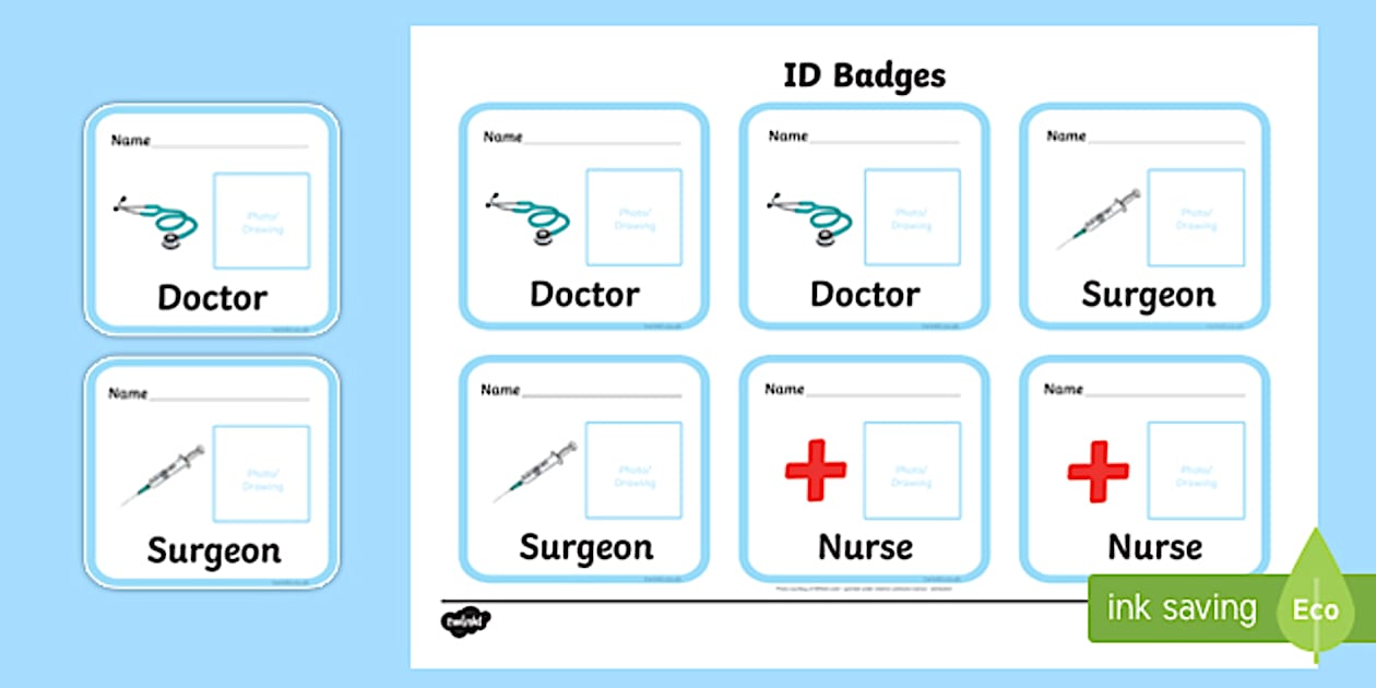 Toy Hospital ID Badges (teacher made) - Twinkl