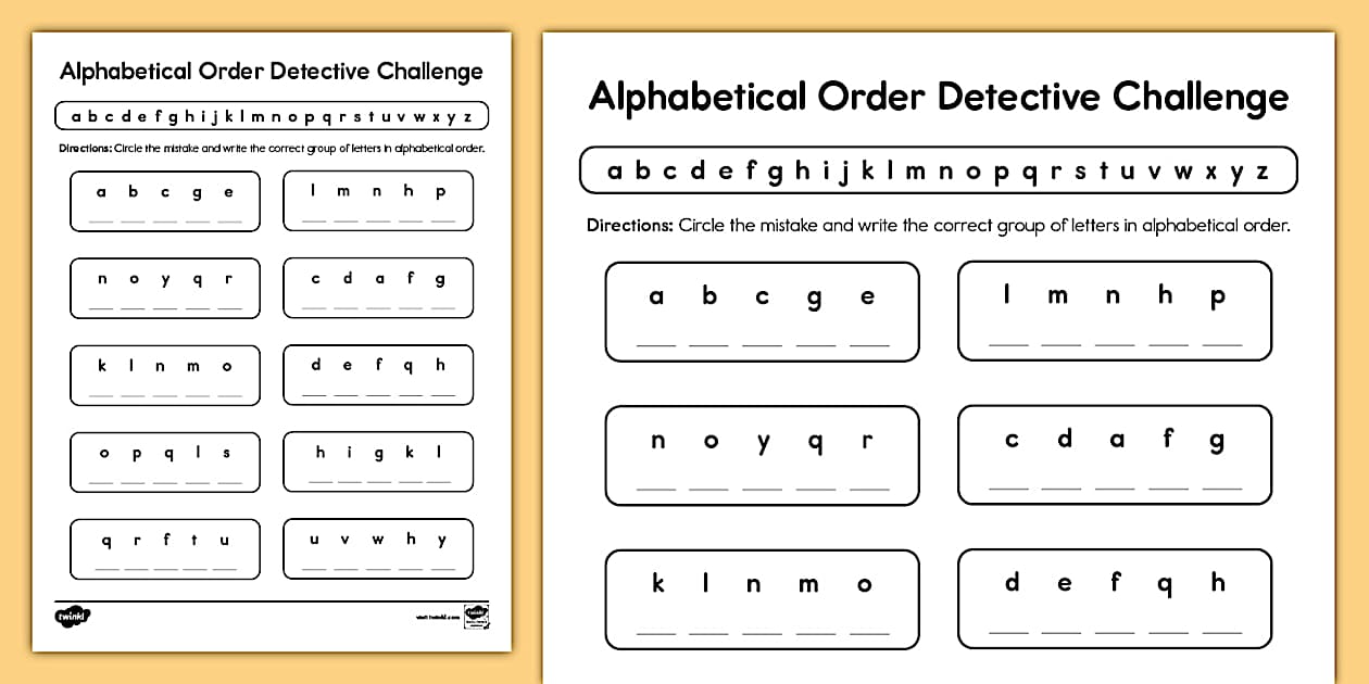 Second Grade Alphabetical Order Detective Challenge - Twinkl