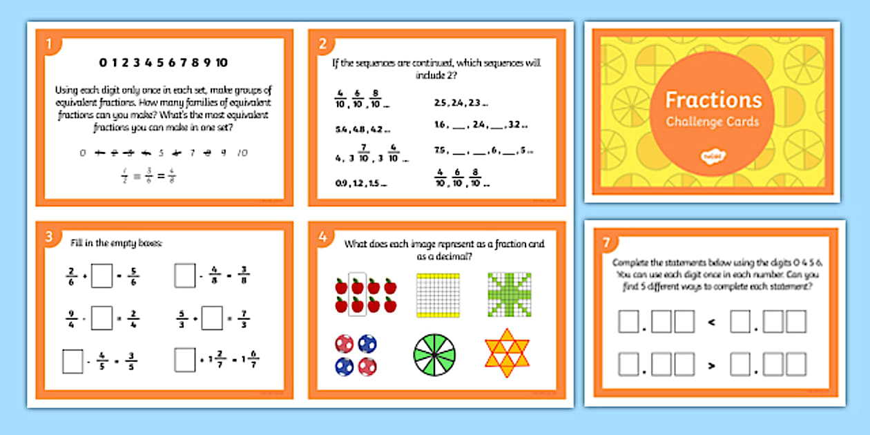 Fractions Challenge Cards (Hecho por educadores) - Twinkl