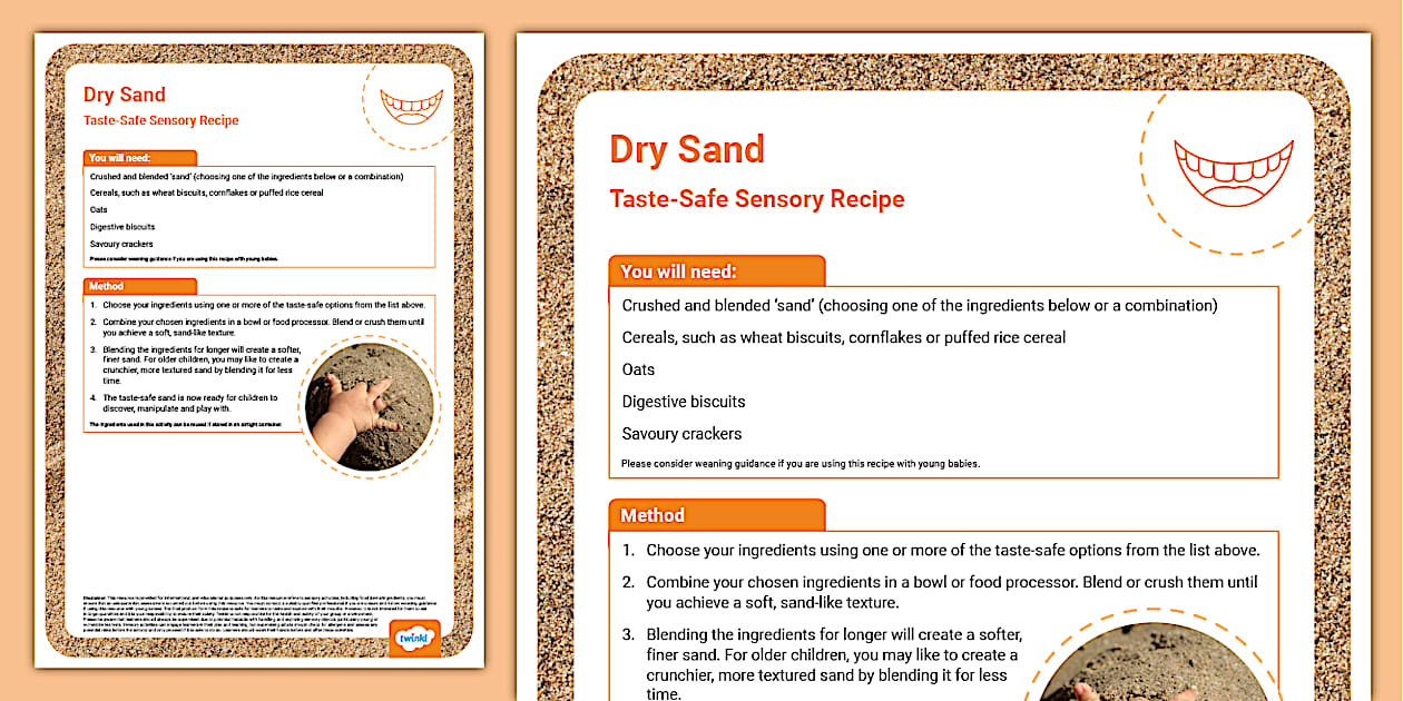 Taste-Safe Dry Sand Sensory Recipe | Twinkl (teacher made)