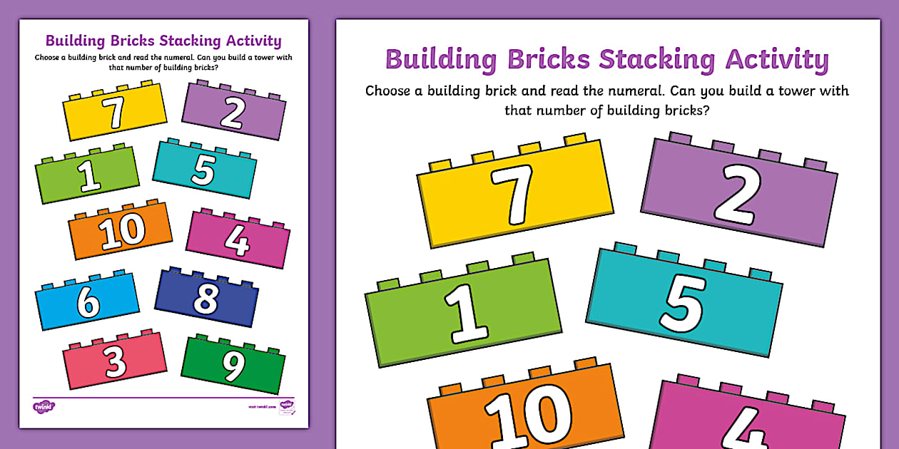 Building Bricks Stacking Activity (teacher made) - Twinkl