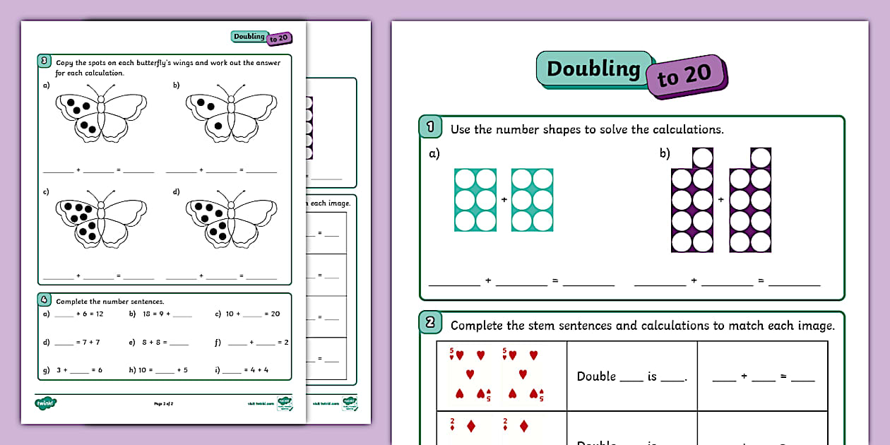 👉 KS1 KIRFs Doubling to 20 Activity Sheet - Twinkl