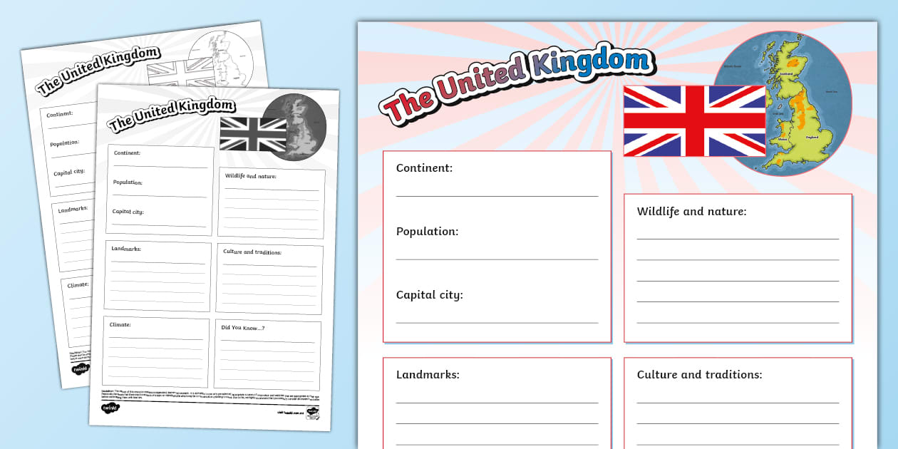 The United Kingdom Fact File Template Twinkl