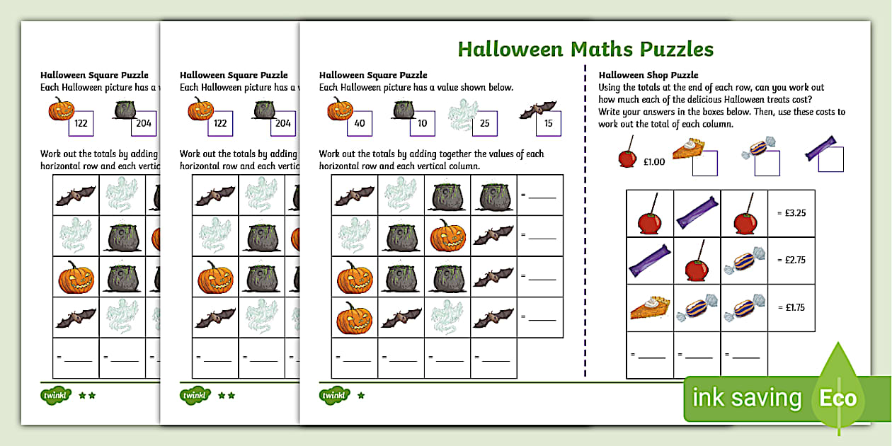 👉 LKS2 Halloween Maths Puzzles (teacher made) - Twinkl