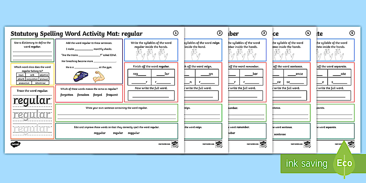 Year 3 and 4 Statutory Spelling Words Activity Mat Pack 18