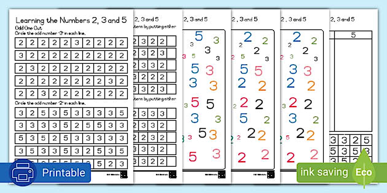 Confusing Numbers Worksheet | Number Discrimination 2,3,5