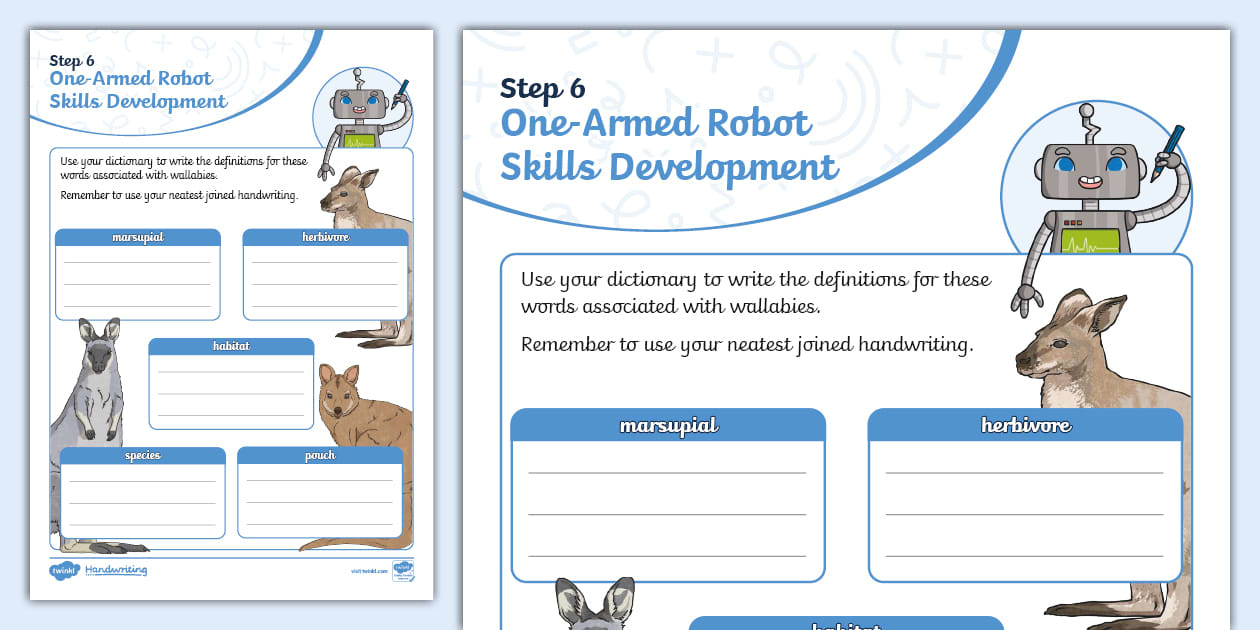 Handwriting Scheme Step 6 One-Armed Robot Skills Development