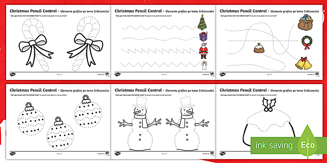 Christmas Pencil Control Worksheet / Worksheets English/Romanian ...