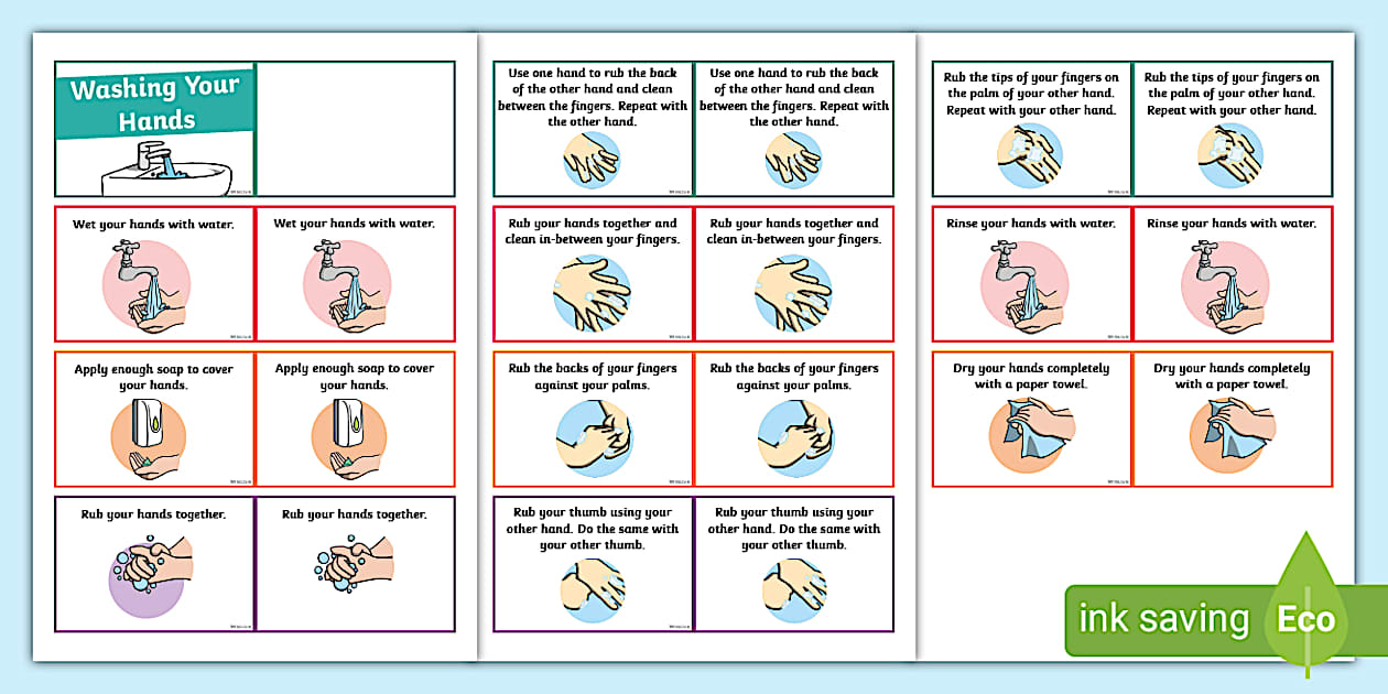Washing Hands Lanyard Cards (teacher made) - Twinkl