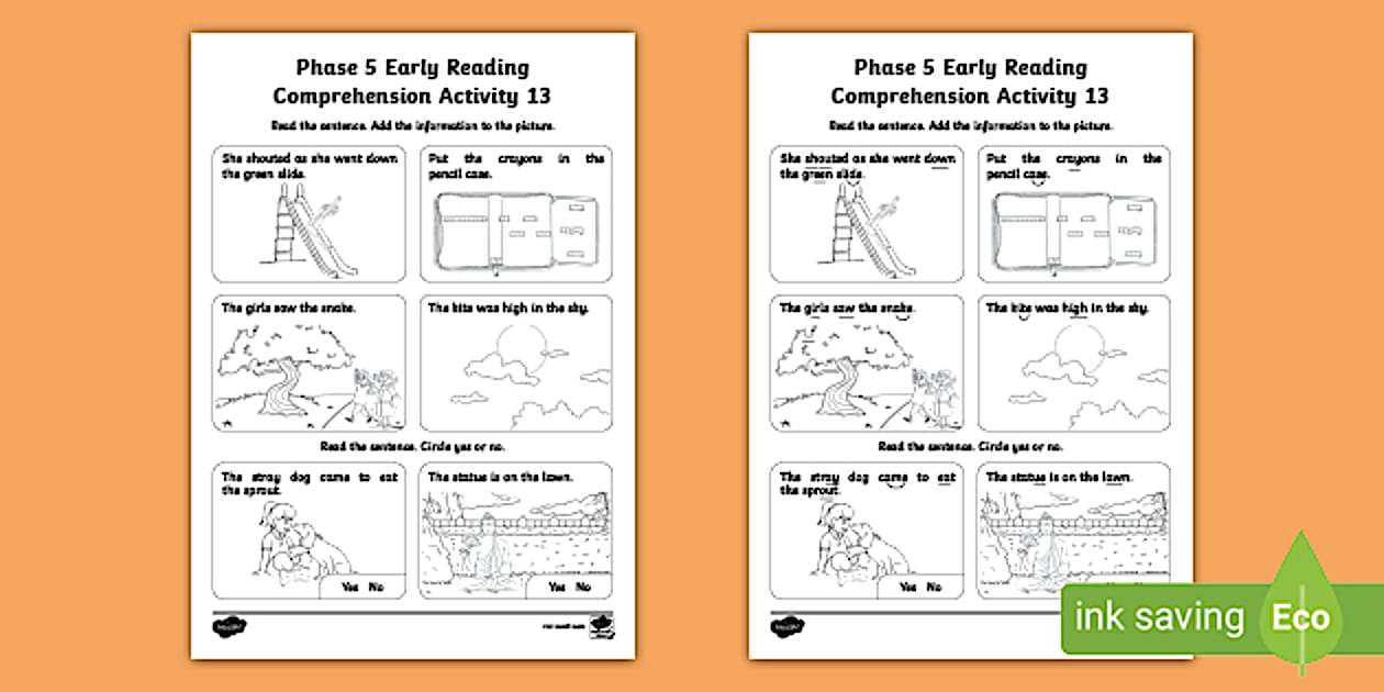 Phase 5 EYFS Reading Comprehension Activity (teacher made)