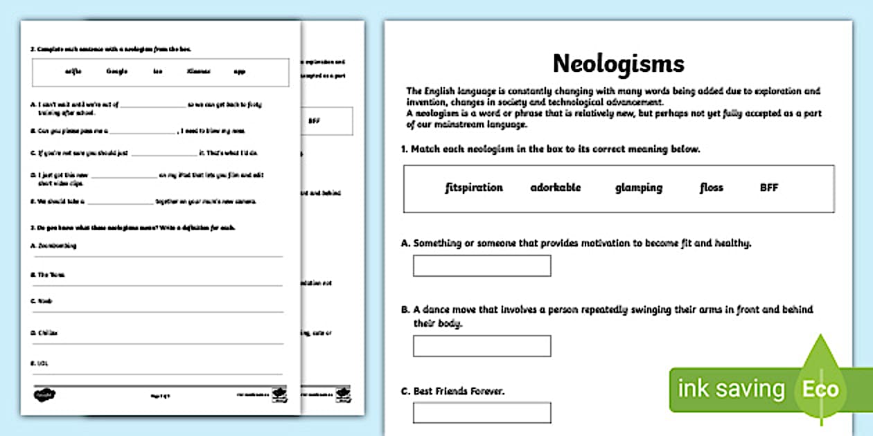 Neologism Worksheets (teacher made) - Twinkl