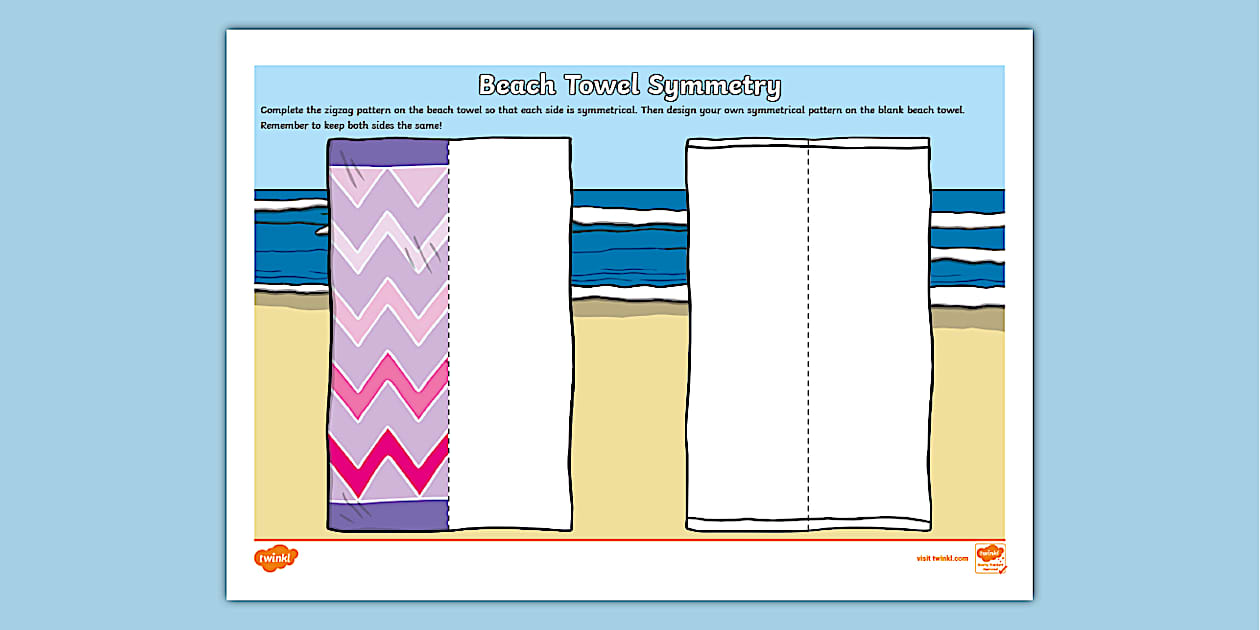 Beach Towel Symmetry KS1 (Teacher-Made) - Twinkl