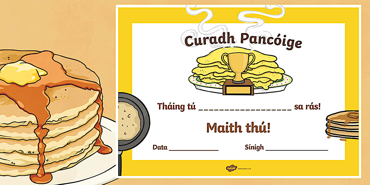 Pancake Tuesday Ireland Certificate - Curadh Pancóige