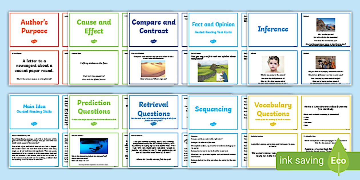 Guided Reading Skills Task Cards - Guided Reading Lesson KS2