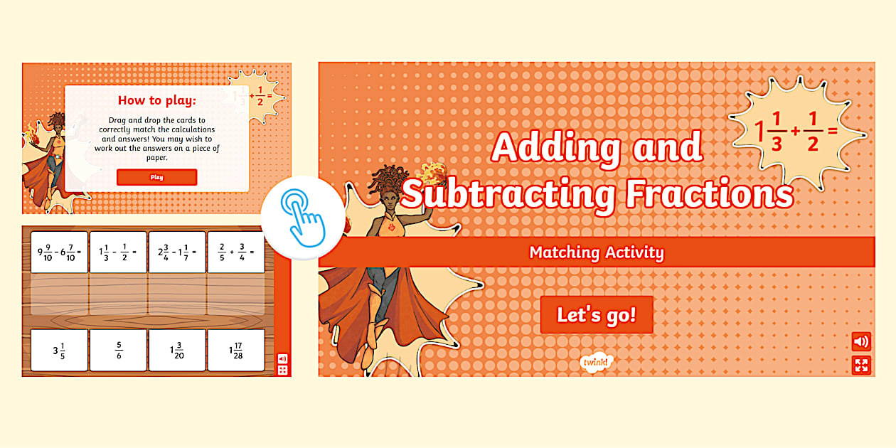 👉 Adding And Subtracting Fractions Matching Game Ks2