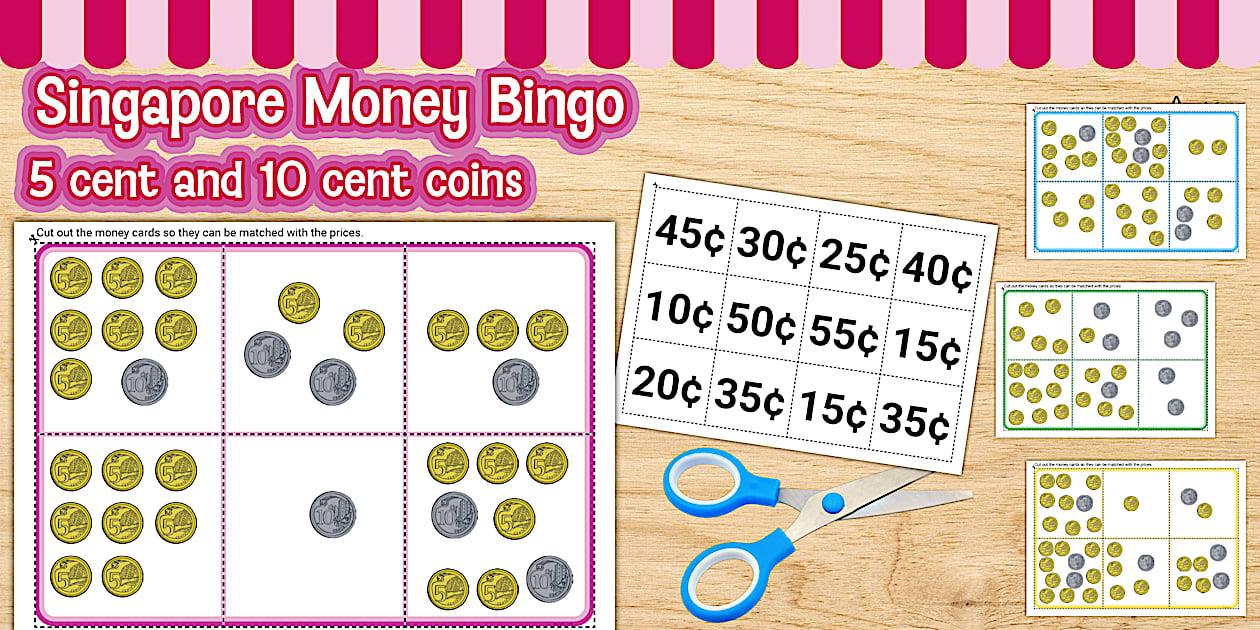 Singapore Money Bingo – 5 and 10 Cent Coins | Fun Coin Recognition Game for