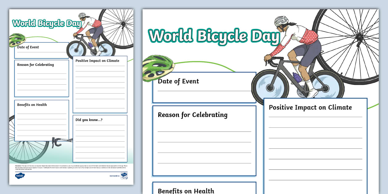 World Bicycle Day Fact File Template (creat de profesori)