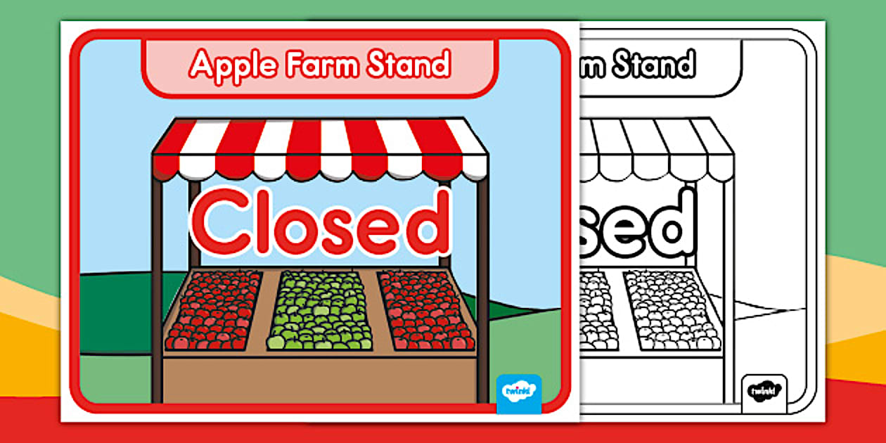 Apple Farm Stand Dramatic Play Closed Sign (teacher made)