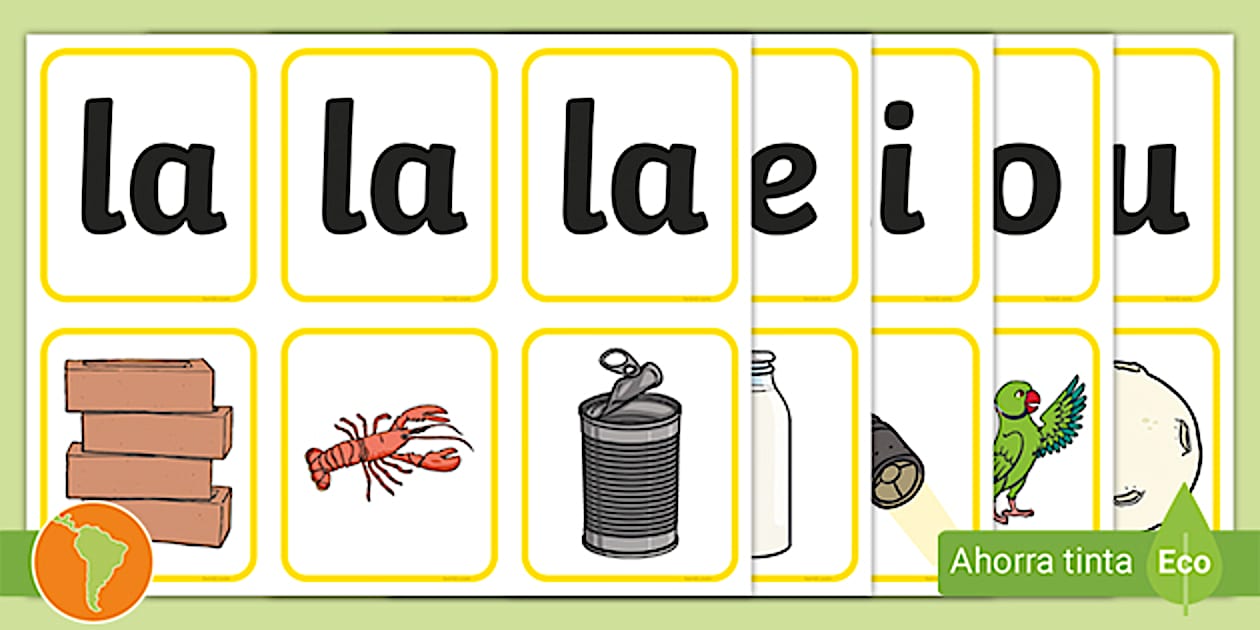 Juego de memoria con las sílabas la, le, li, lo, lu