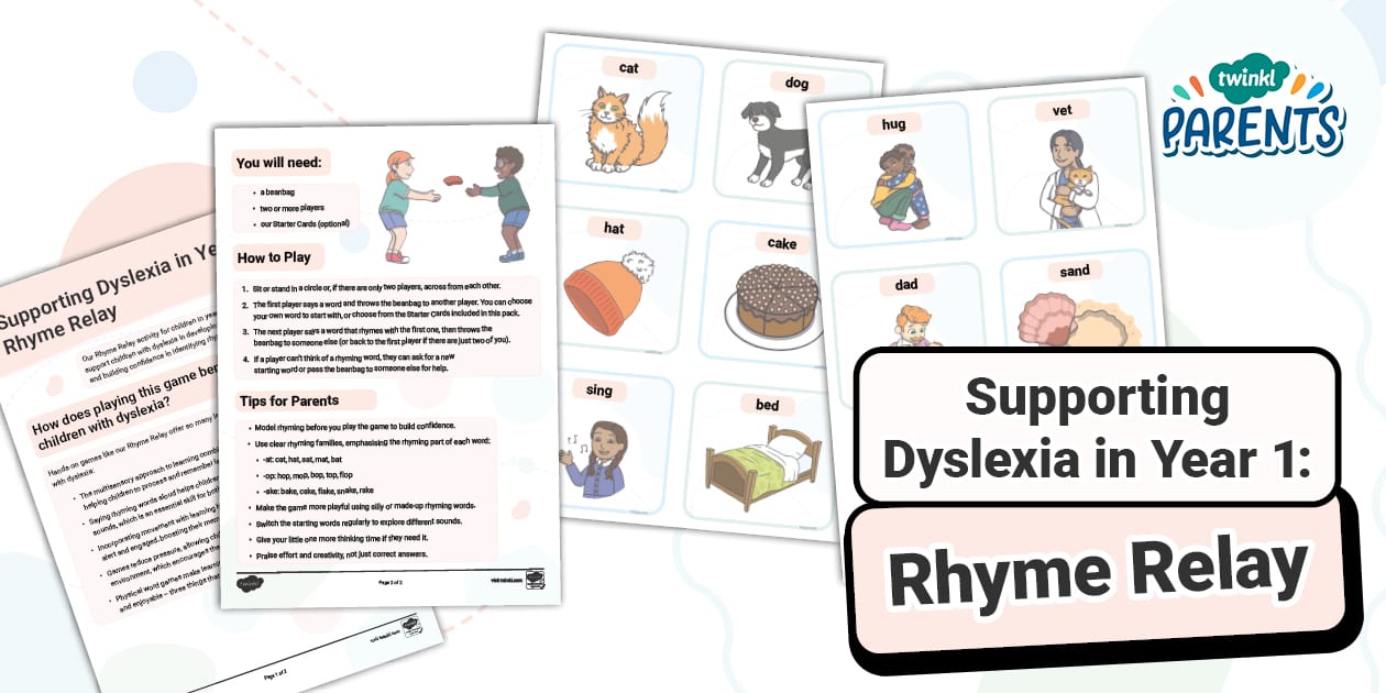 Supporting Dyslexia in Year 1: Rhyme Relay (teacher made)