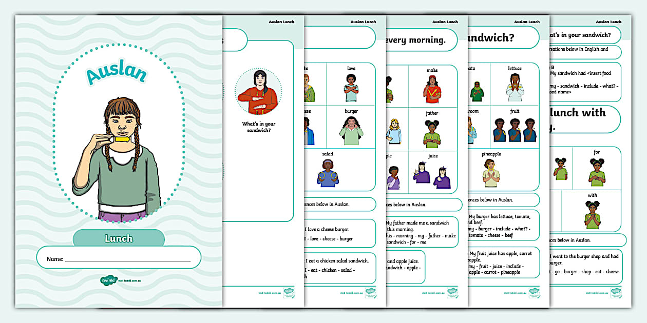 Auslan Booklet - Lunch (teacher made) - Twinkl